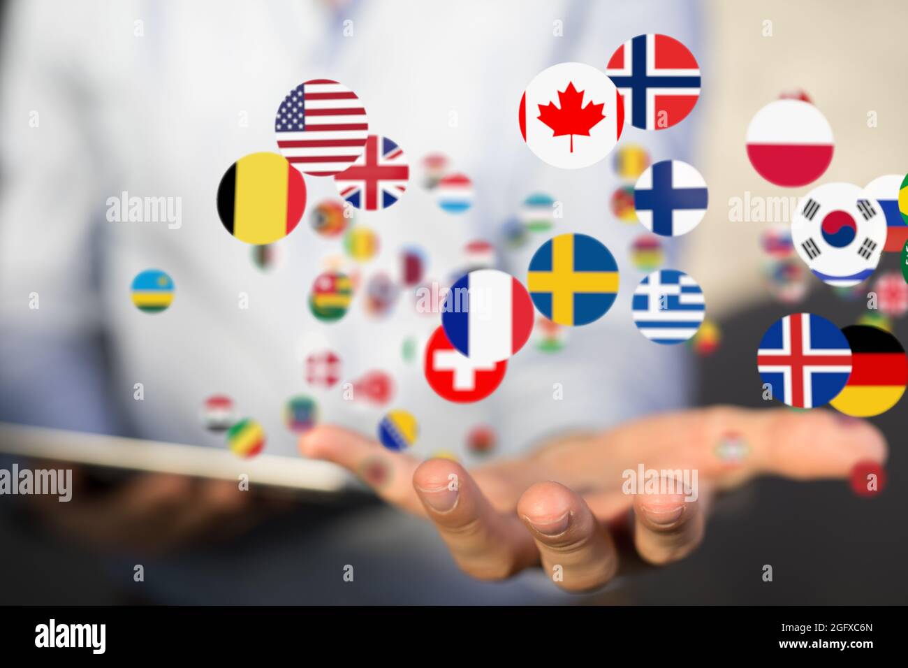 Global communication, international messaging and translation concept ...