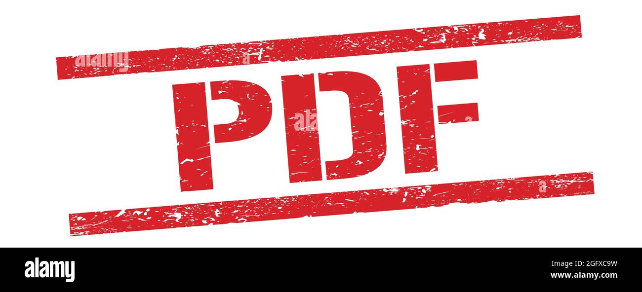 PDF text on red grungy rectangle stamp sign Stock Photo - Alamy