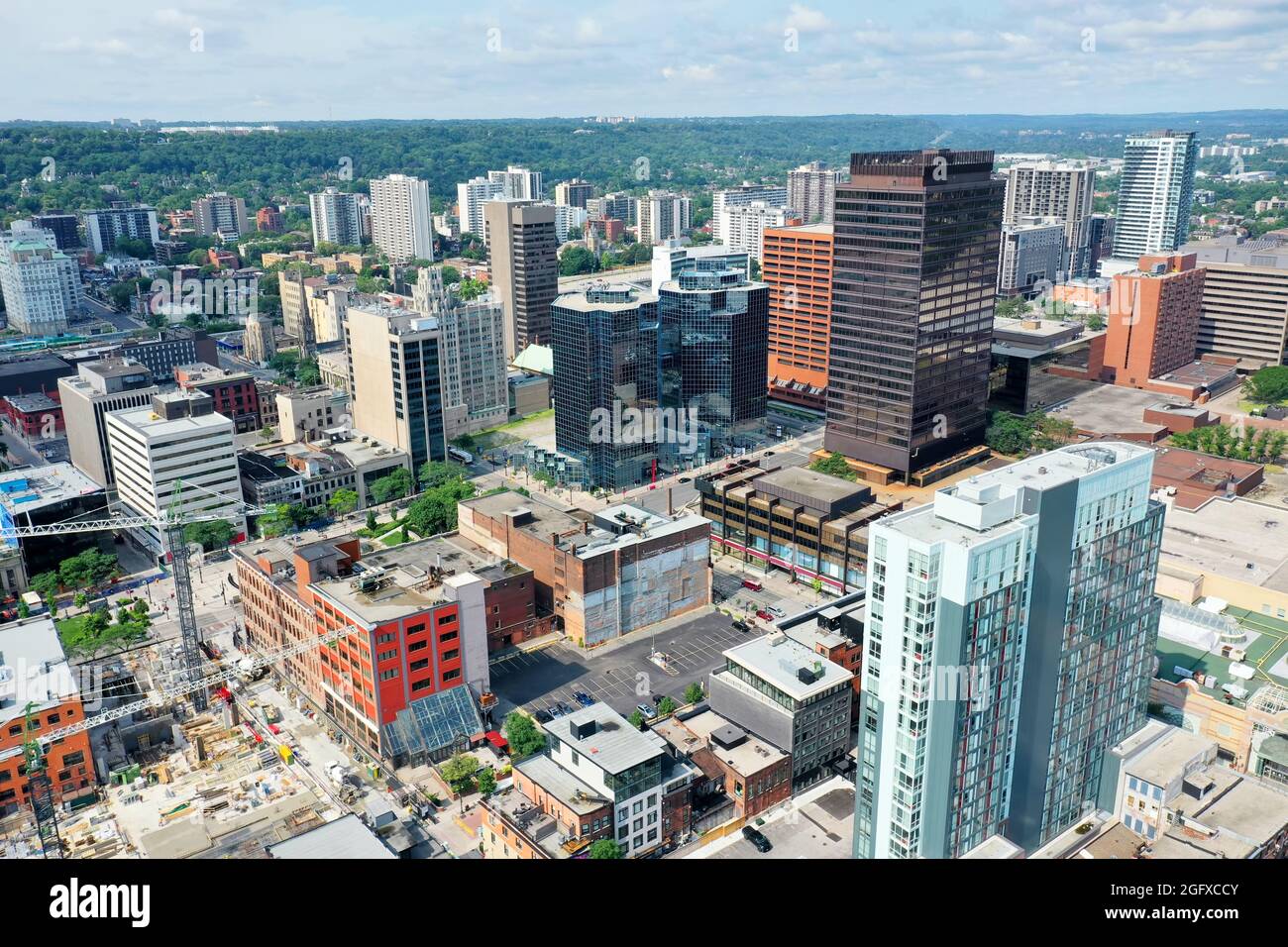 An aerial of Hamilton, Ontario, Canada downtown Stock Photo - Alamy