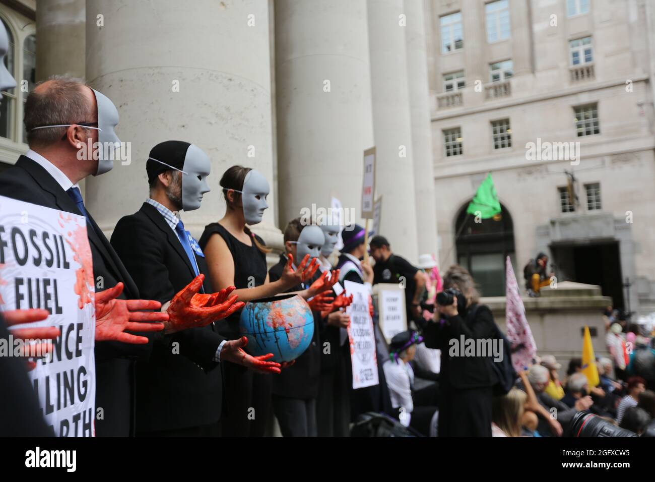 London, England, UK. 27th Aug, 2021. Money Rebellion activists stage a ...