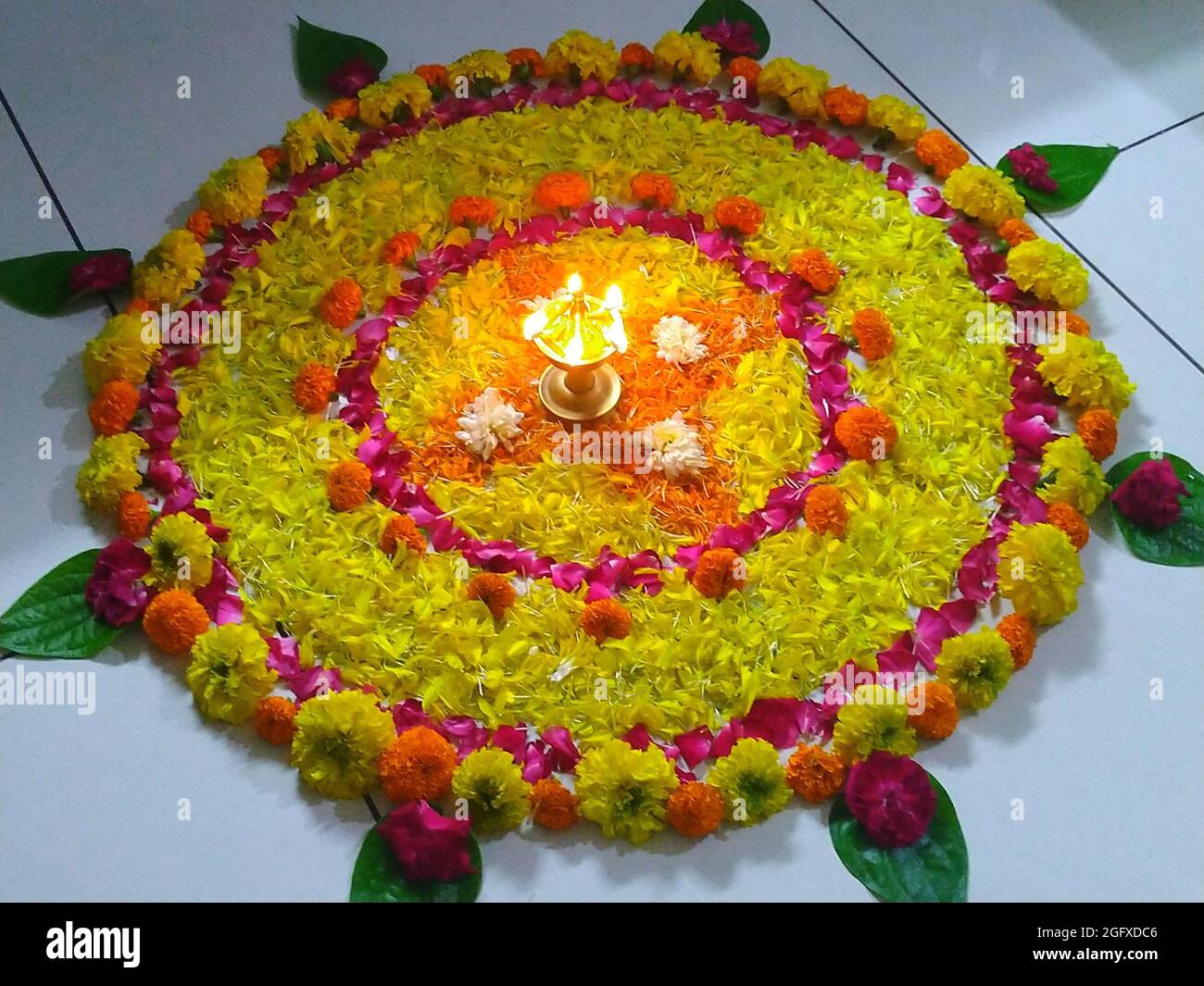 Onam pookalam/flower rangoli/floral pattern/Onam festival/Kerala Stock ...