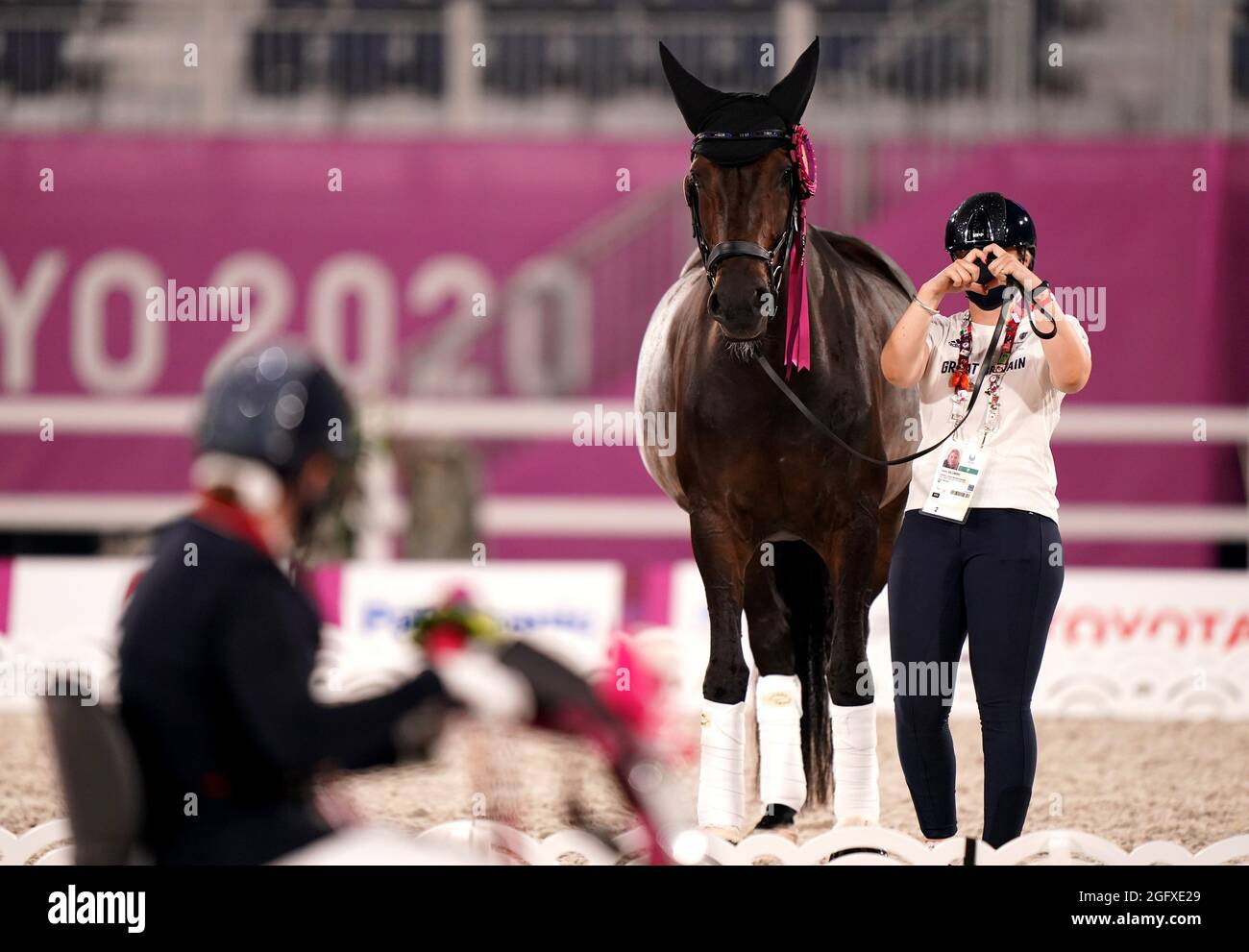 Groom and coach Claire Gallimore alongside horse Keystone Dawn Chorus ...
