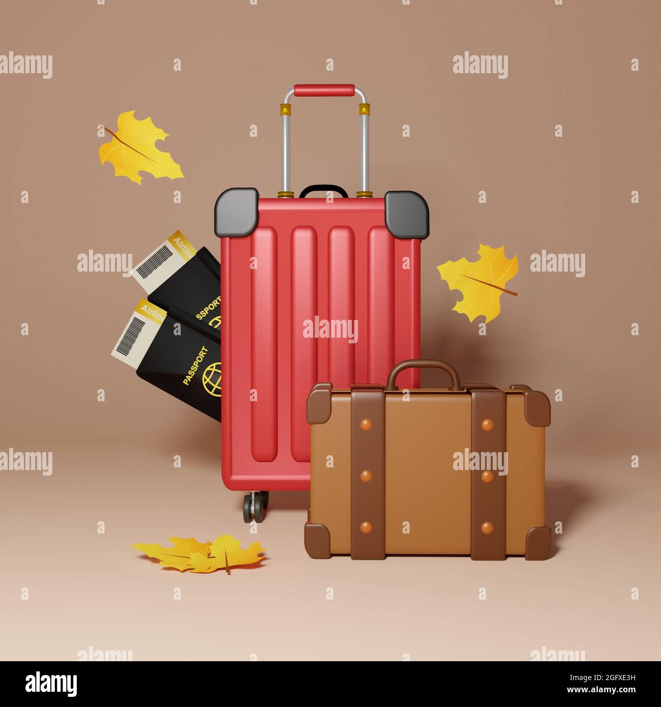 autumn vacation 3d illustration poster ratio 1:1 Stock Photo - Alamy