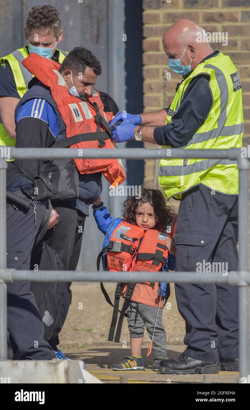 England, Kent, Dover, Border Force officers landing Asylum Seekers ...