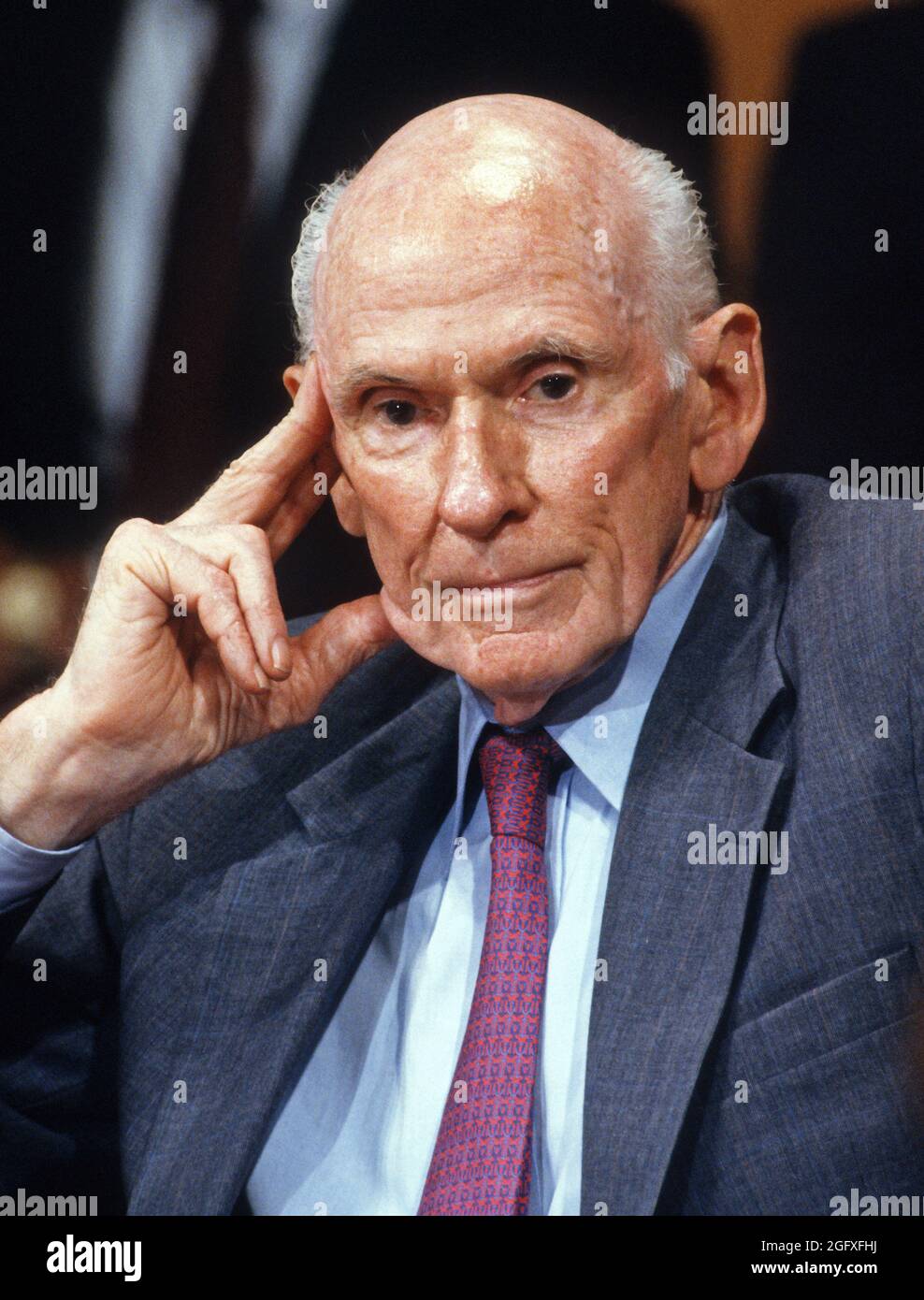 United States Senator Alan Cranston (Democrat of California) questions ...