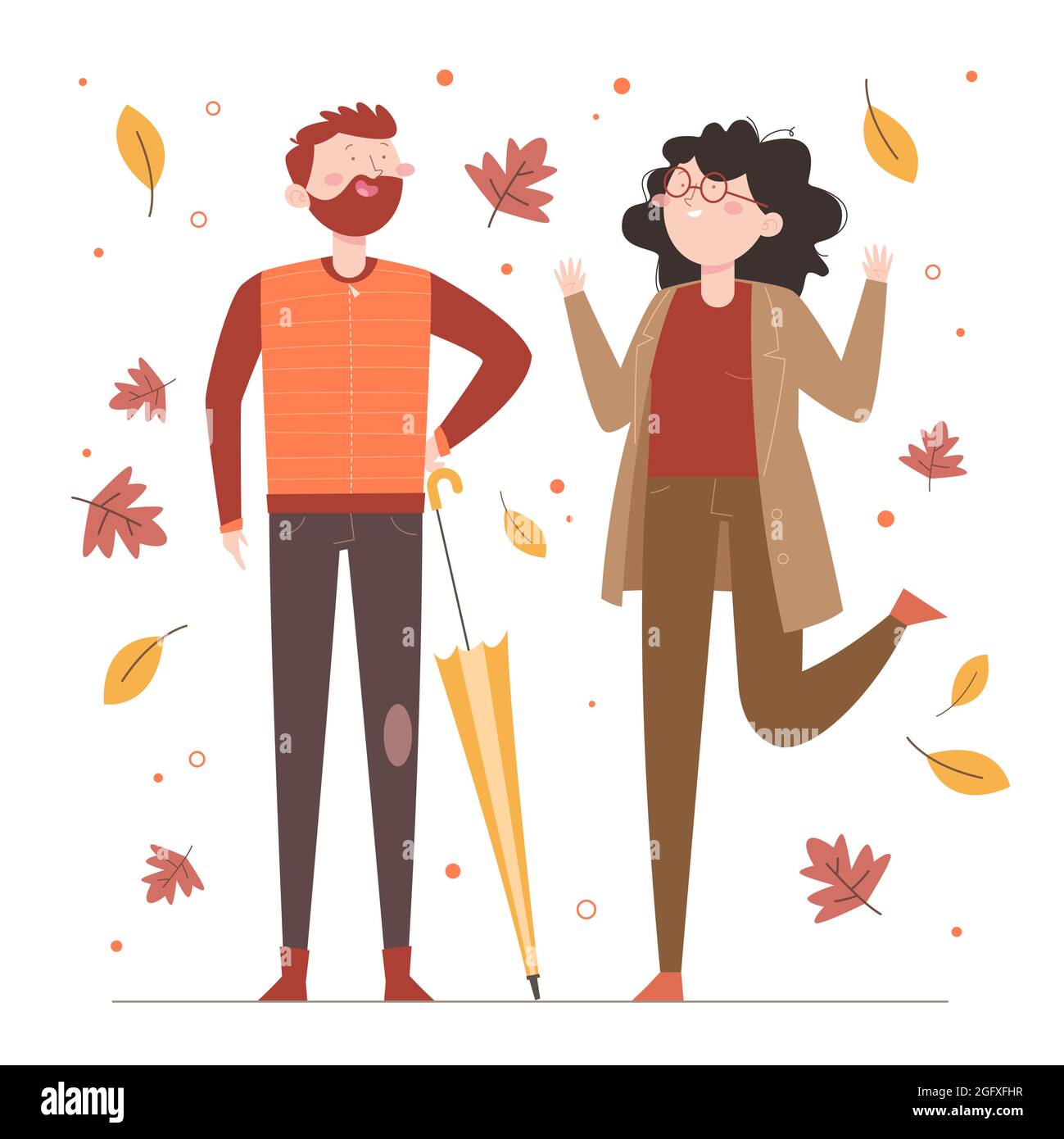 Hand drawn flat people in autumn Vector illustration Stock Vector Image ...