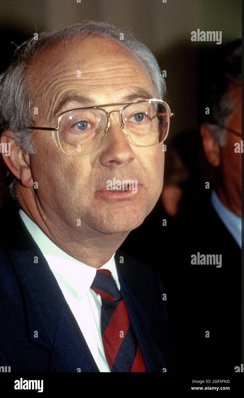 United States Senator Phil Gramm (Republican of Texas), listens during ...
