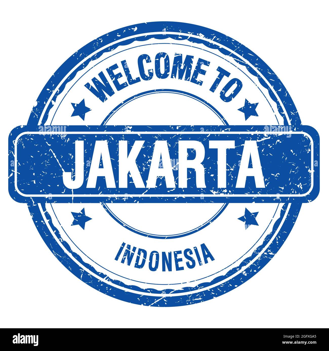 WELCOME TO JAKARTA - INDONESIA, words written on blue grungy stamp ...