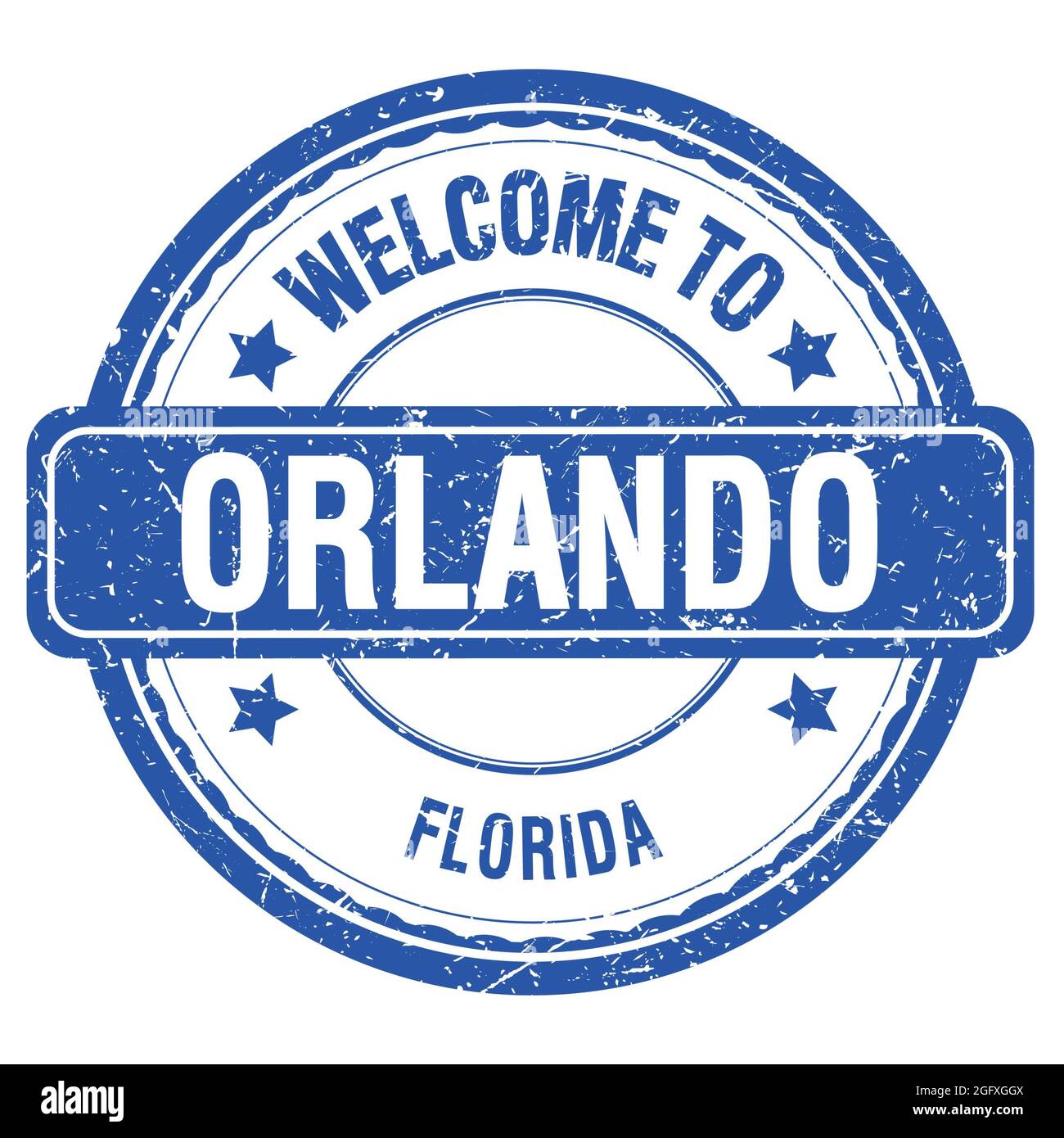 WELCOME TO ORLANDO - FLORIDA, words written on light blue grungy stamp ...