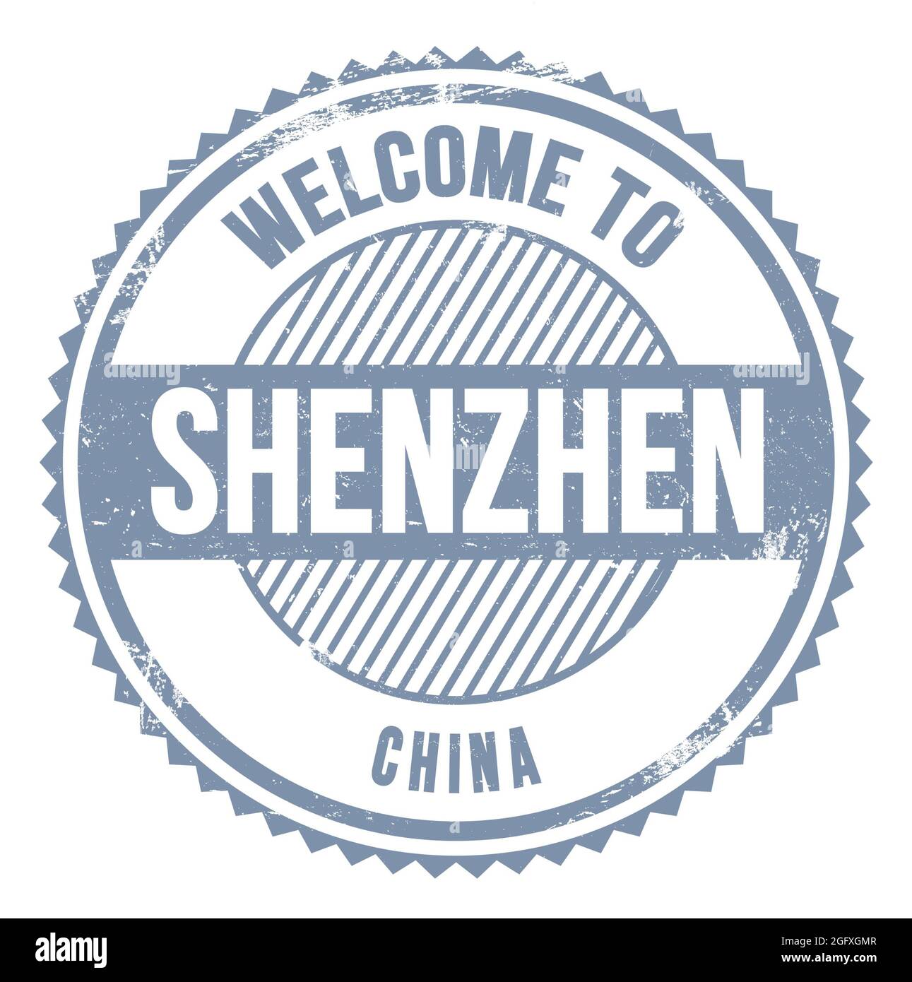 WELCOME TO SHENZHEN - CHINA, words written on gray zig zag stamp Stock ...