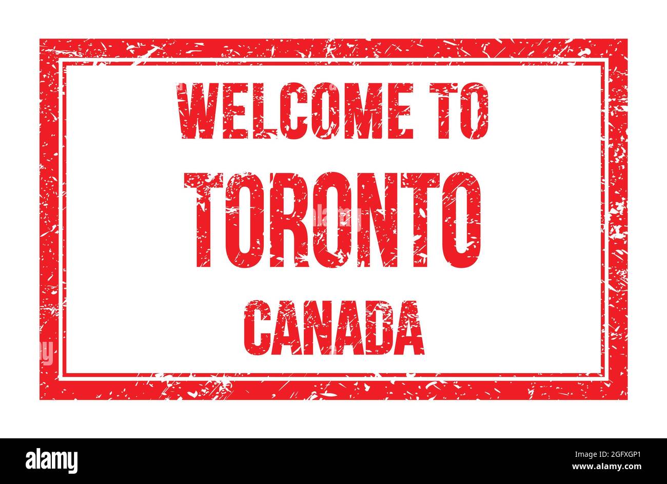WELCOME TO TORONTO - CANADA, words written on red rectangle post stamp ...