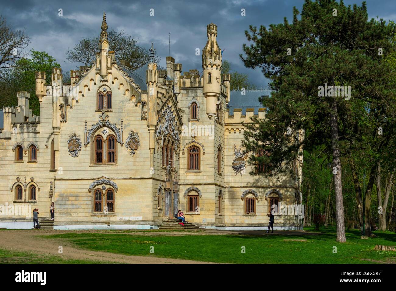 The facade of the Sturdza Castle from Miclauseni, Romania Stock Photo ...