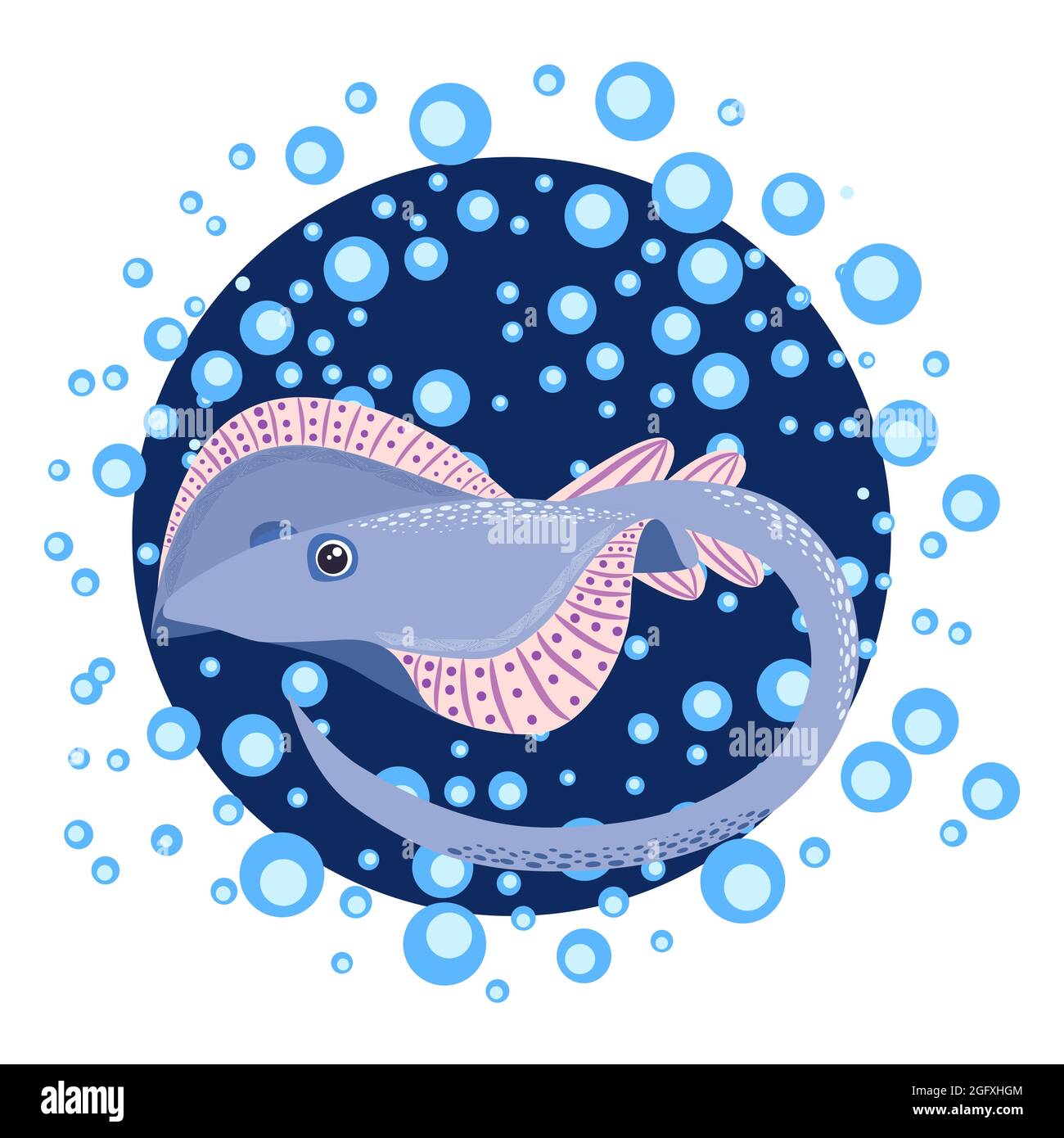 Ramp fish head magnified sea animal wildlife character. Nature ...