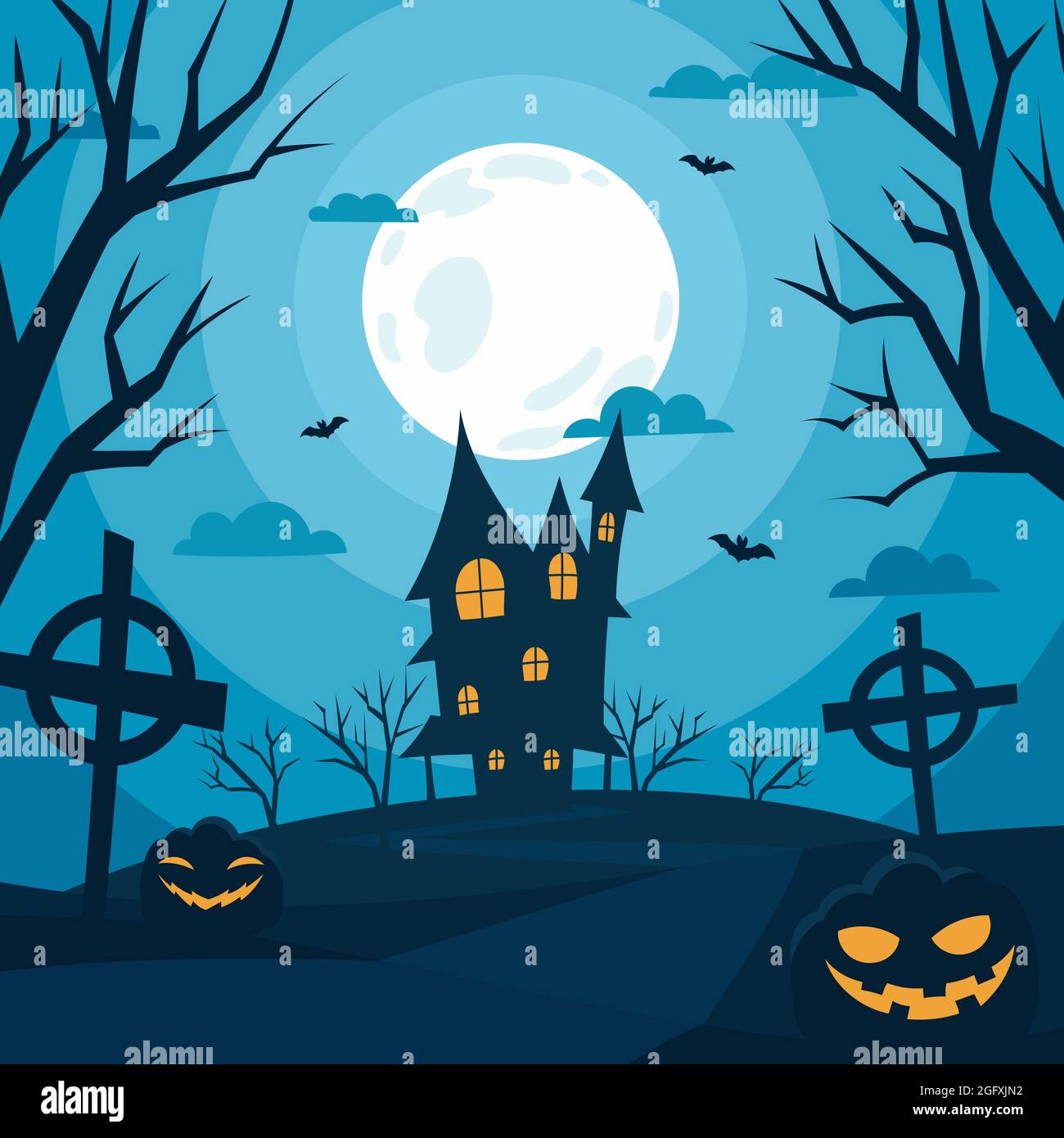 Hand drawn flat halloween background Vector illustration Stock Vector ...