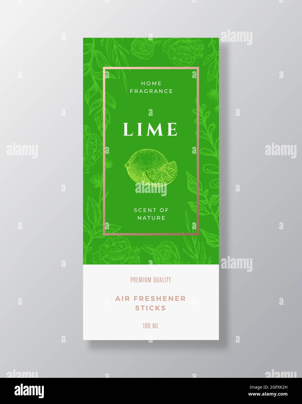 Lime Home Fragrance Abstract Vector Label Template. Hand Drawn Sketch ...