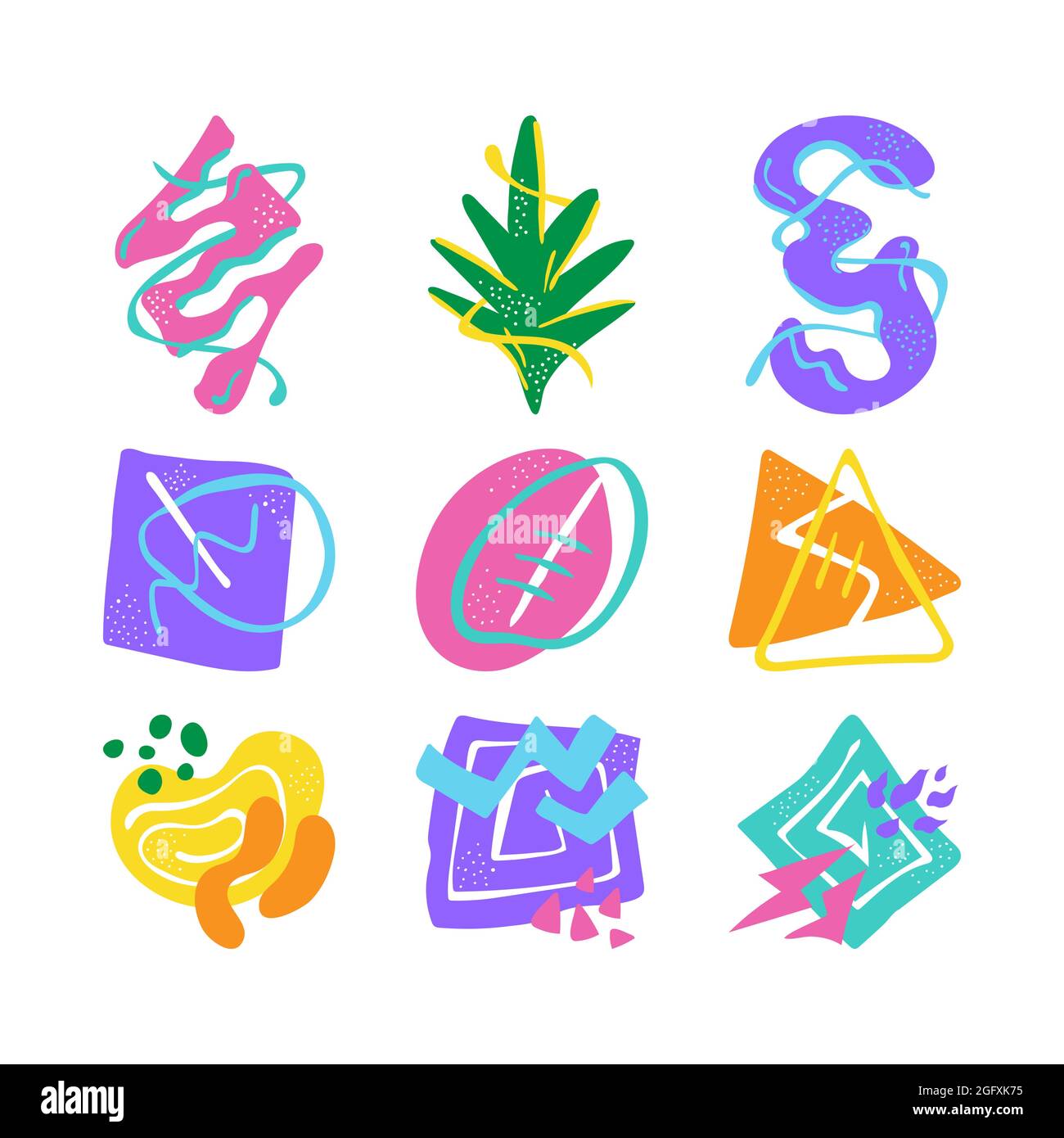 Hand drawn abstract shapes set Vector illustration Stock Vector Image ...