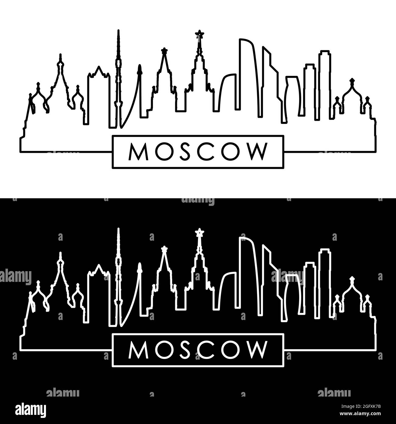 Moscow skyline. Linear style. Editable vector file Stock Vector Image ...