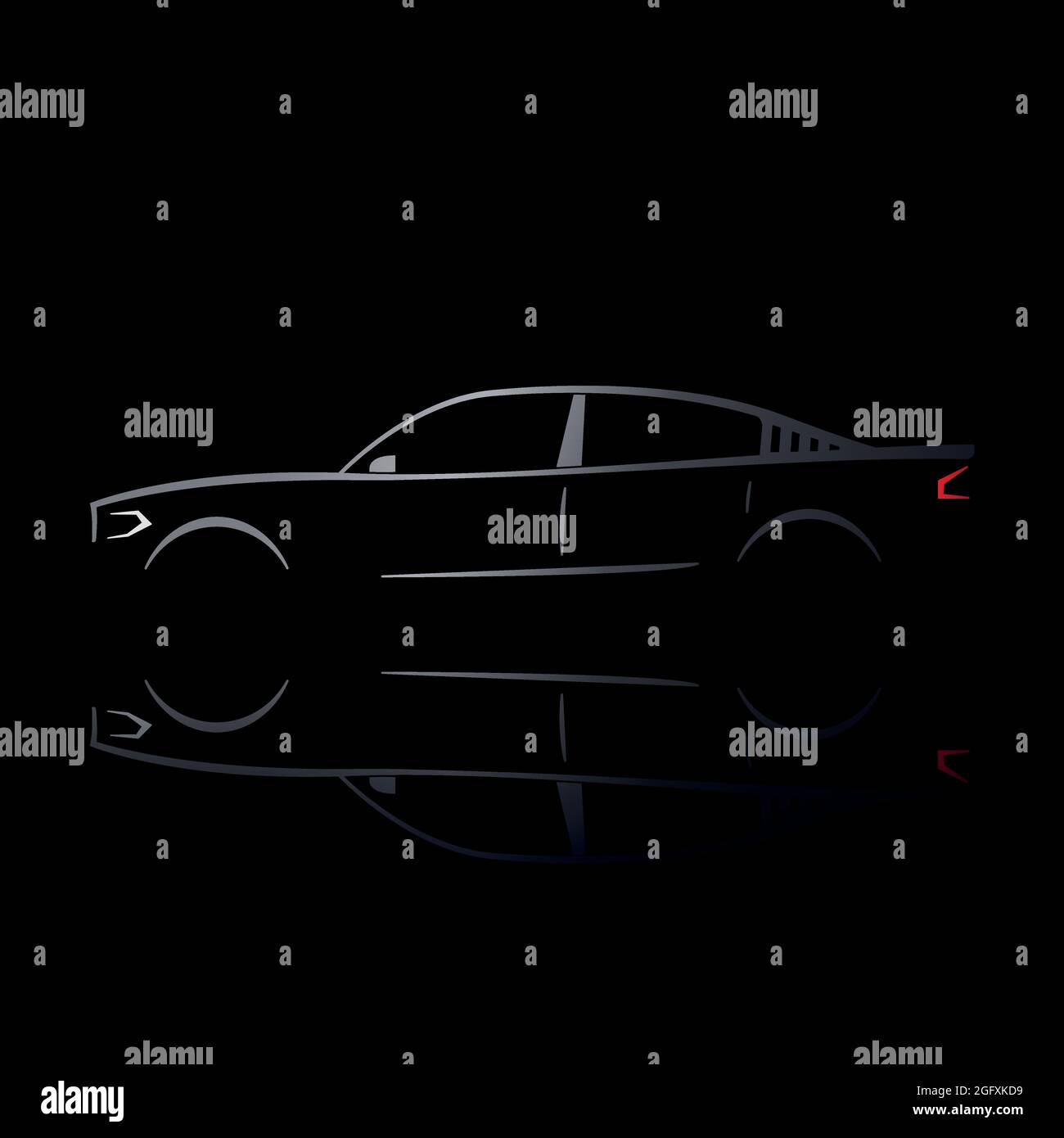 Design of a silver car on a black background. Vector illustration Stock ...
