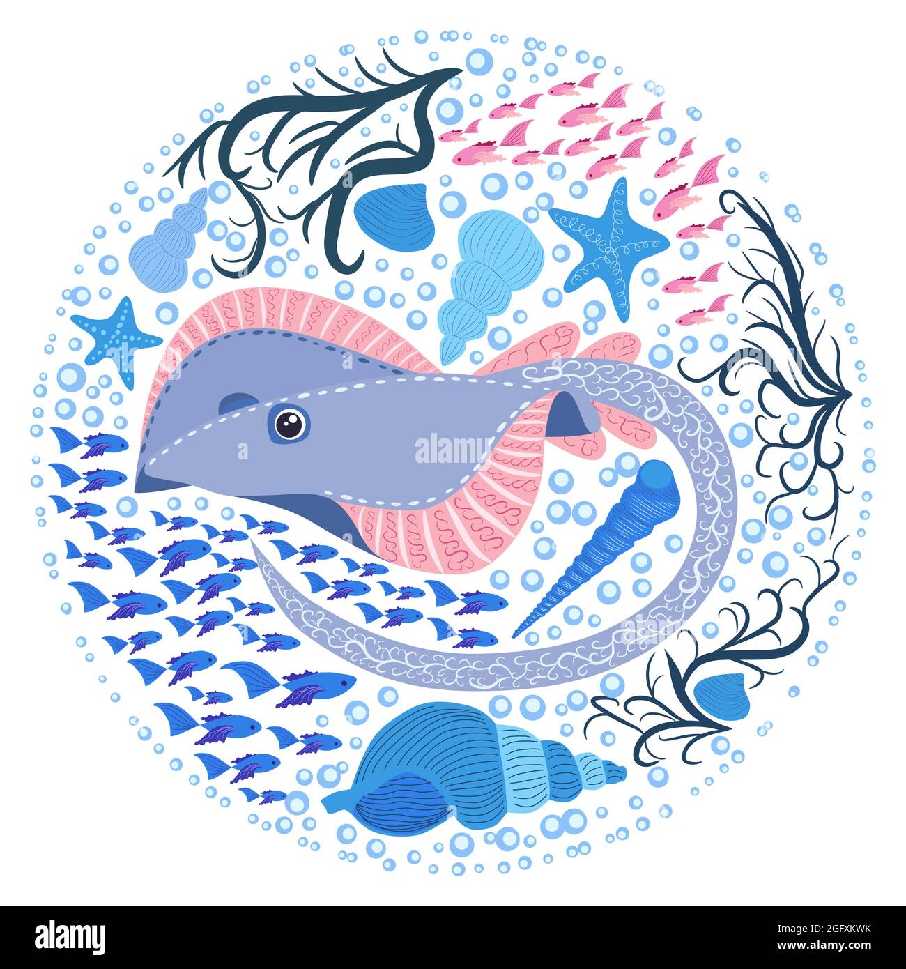 Ramp fish head magnified sea animal wildlife character. Nature ...