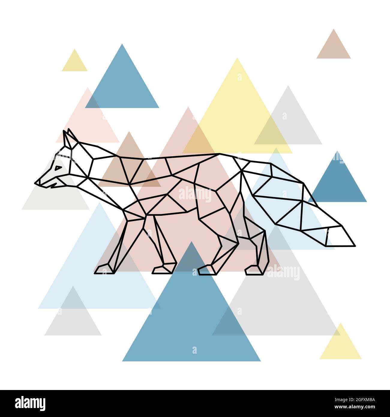 Silhouette of a geometric fox. Side view. Scandinavian style. Vector ...
