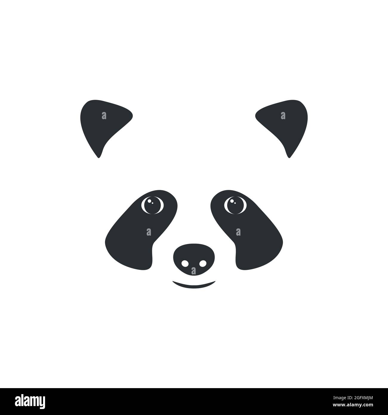 Vector head panda. Little panda logo, black on white Stock Vector Image ...