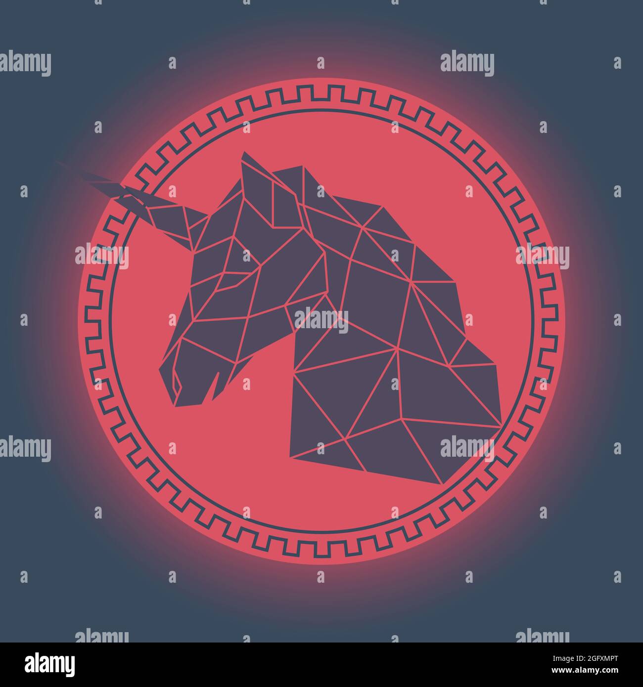 Geometric unicorn head. Antique style. Vector illustration Stock Vector ...