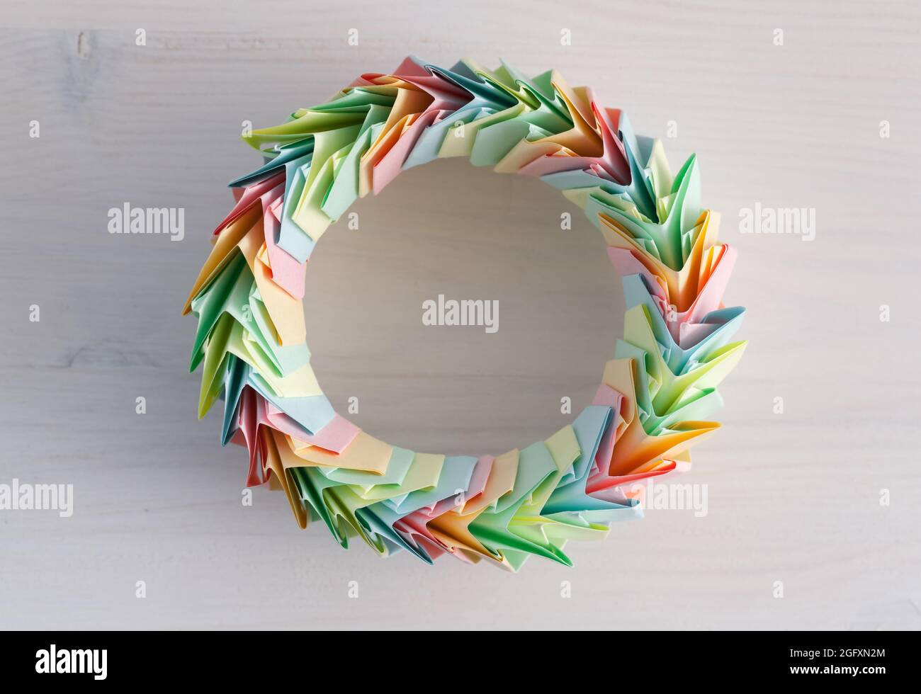 Origami ring, abstract parametric circular structure made of colorful ...
