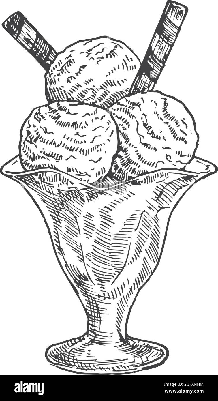 Icecream or Gelato Sweets Hand Drawn Doodle Vector Illustration ...