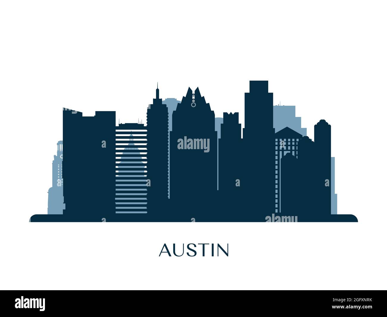 Austin skyline, monochrome silhouette. Vector illustration Stock Vector ...