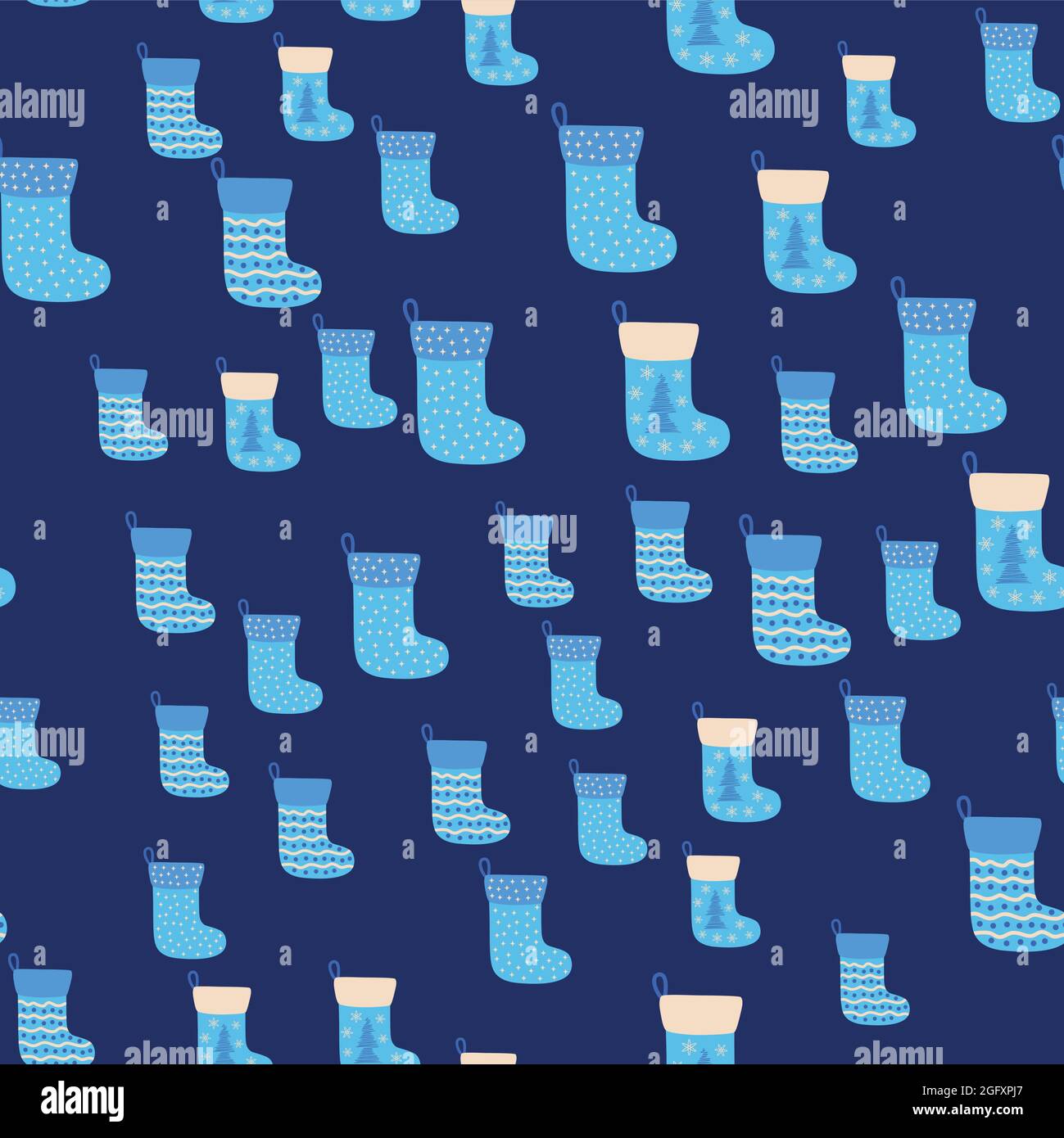 Christmas seamless pattern with blue Christmas socks. Christmas, New ...