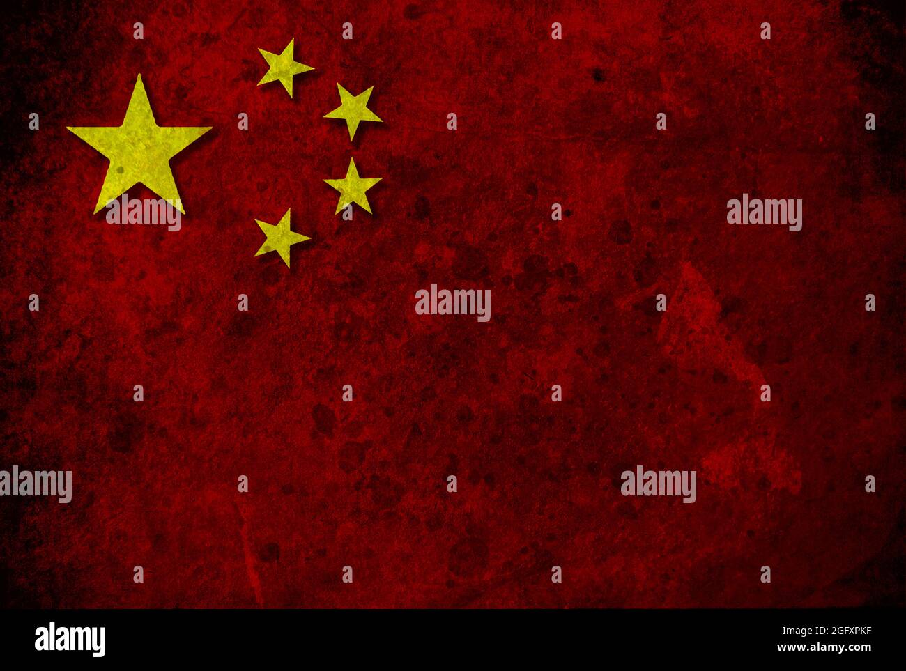 Dark China flag design with textured and stained rustic effect Stock ...