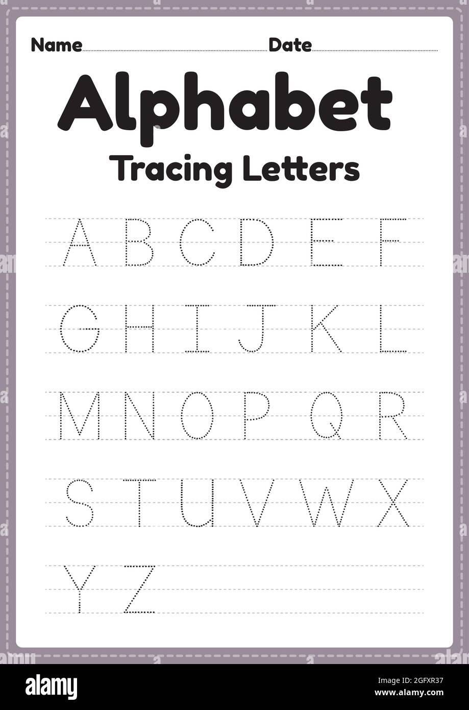 Tracing letters alphabet worksheet for kindergarten and preschool kids for handwriting practice and educational activities in a printable page Stock Vector Image & Art - Alamy