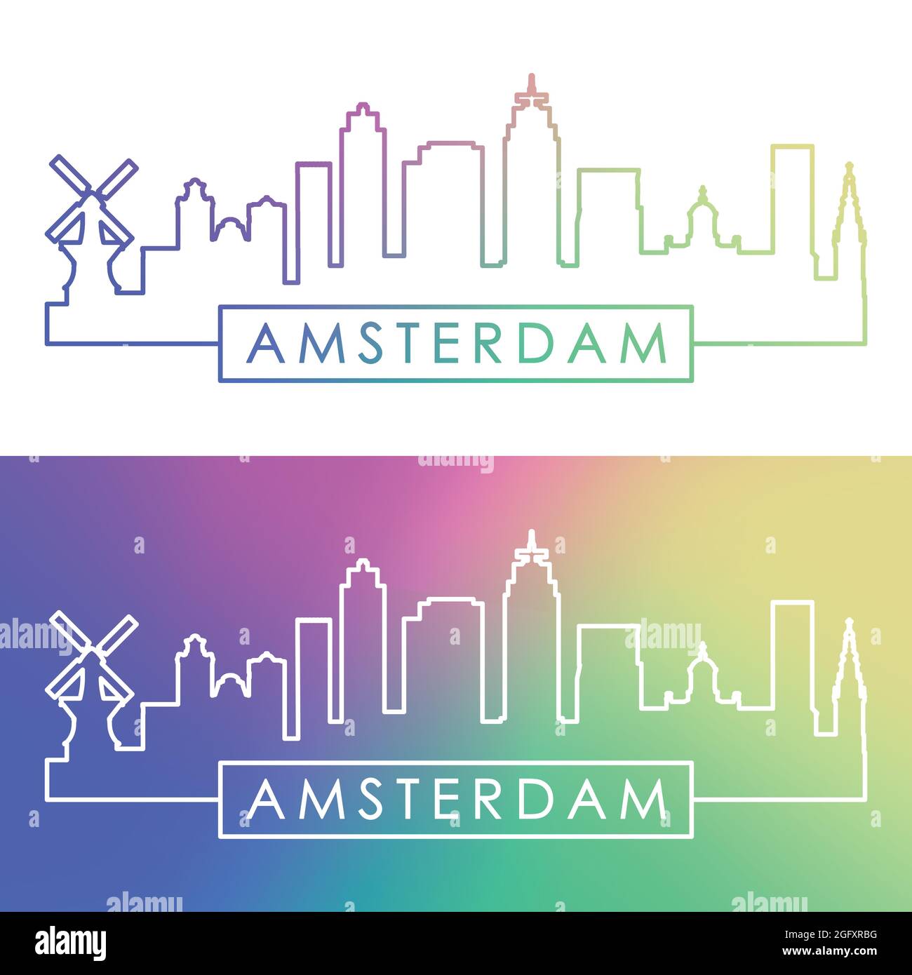 Amsterdam skyline illustration hi-res stock photography and images - Alamy