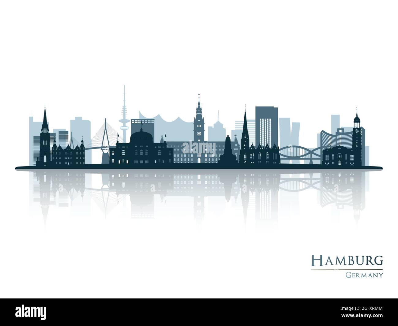 Hamburg skyline silhouette with reflection. Vector illustration Stock Vector Image & Art - Alamy