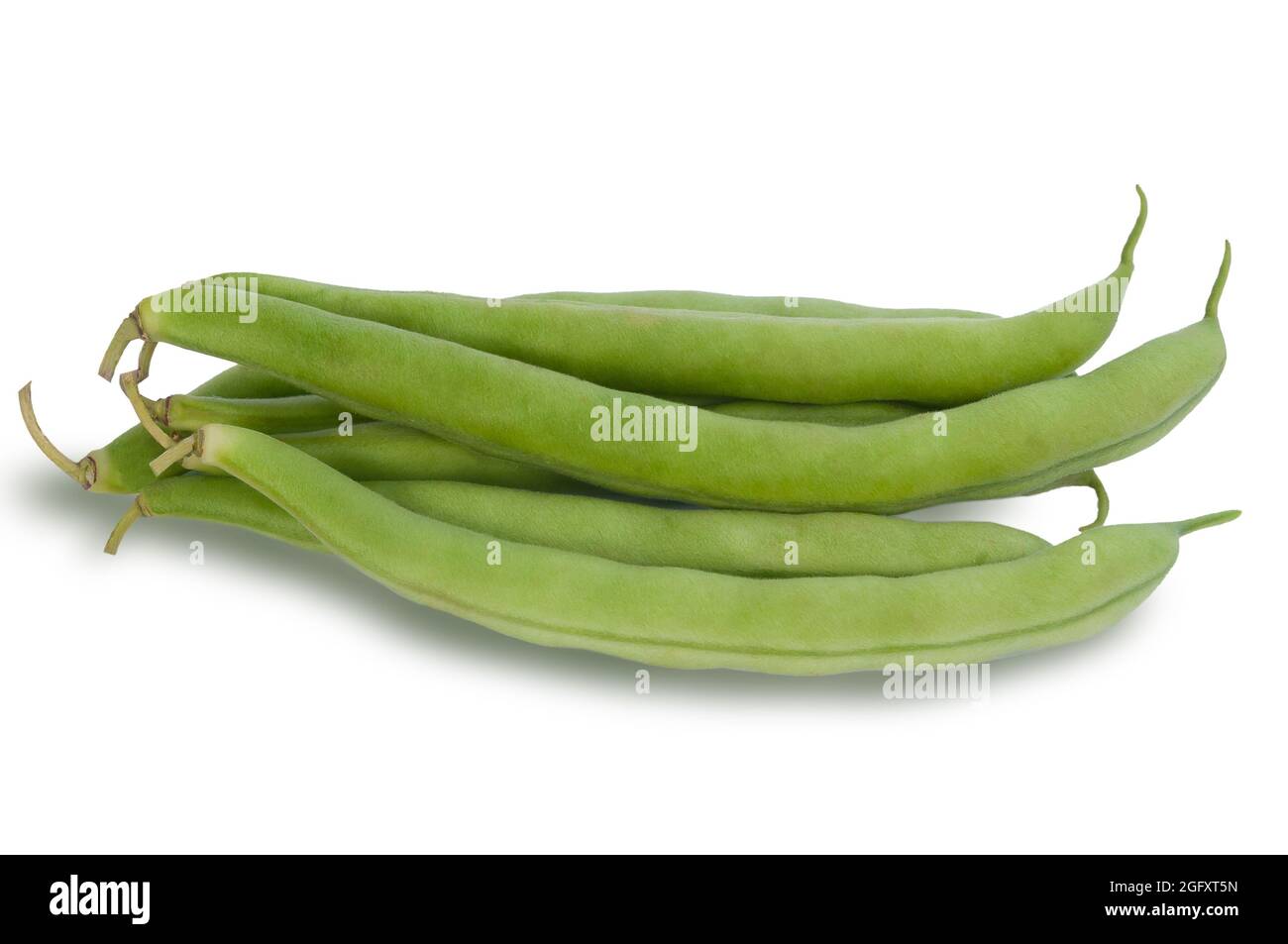 fresh ripe green bean pods isolated on white background Stock Photo - Alamy