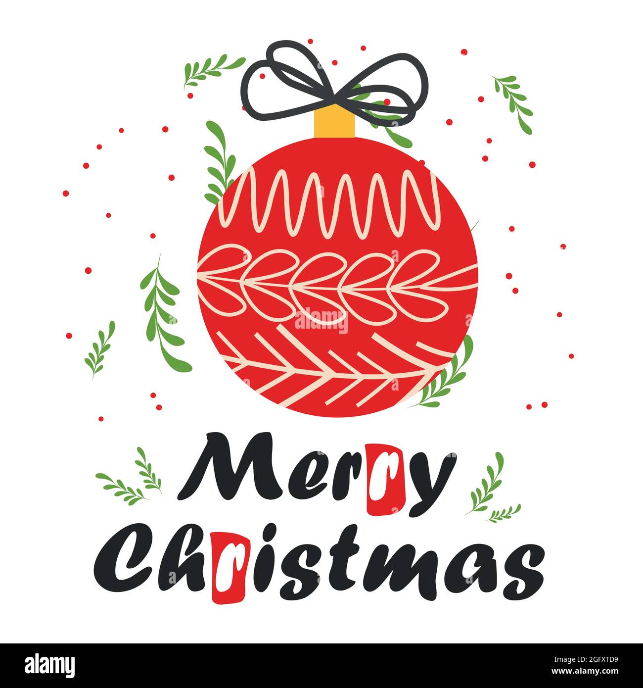 Happy New Year illustration. Christmas ball and decoration elements ...