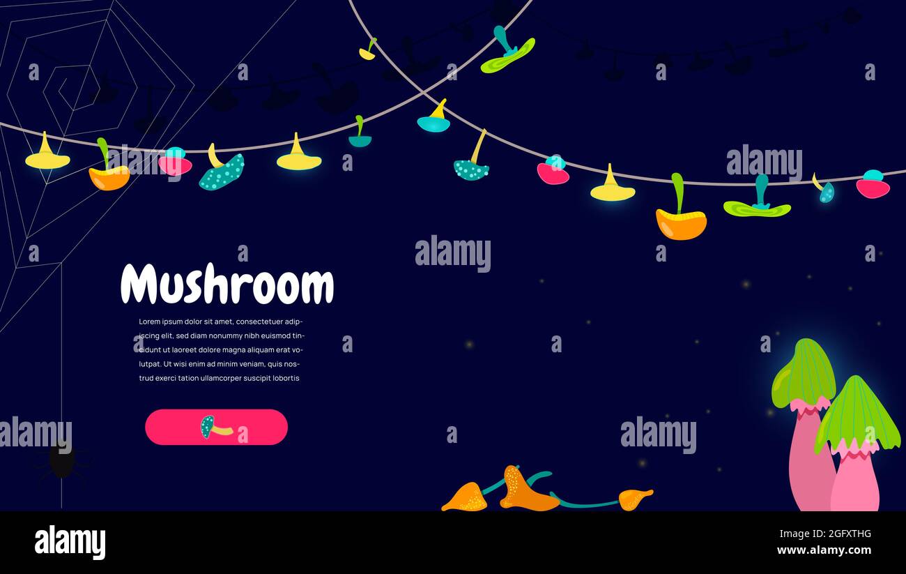 Fabulous banner with mystical mushrooms for a website or a computer ...