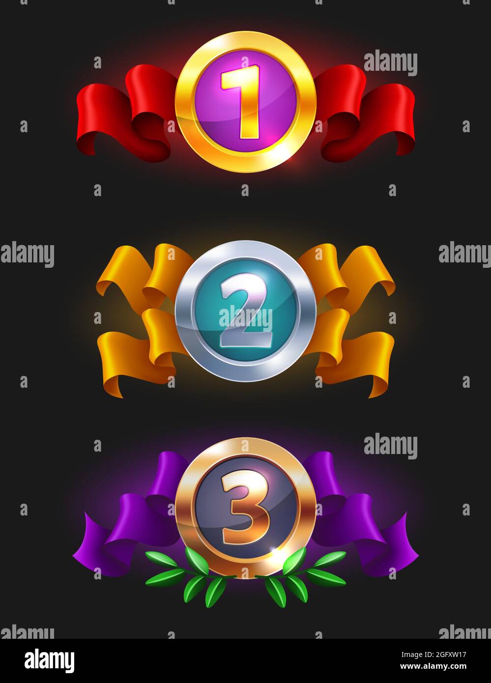 1,2,3 place medals icon - Game rating icons with medals. Level results ...