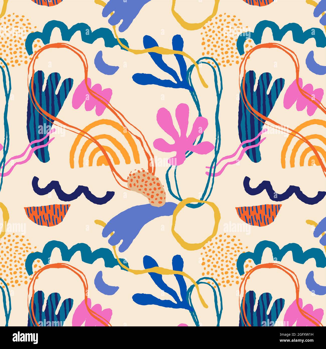 Hand drawn abstract shapes pattern design Vector illustration Stock ...
