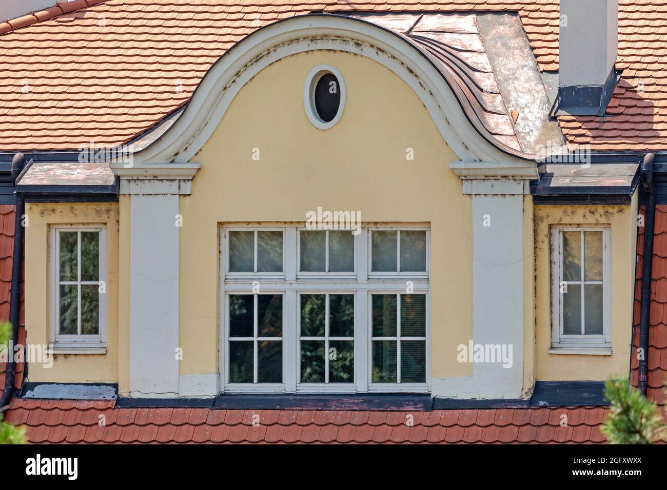 Windows With Arch Wall in Roof Structure Stock Photo - Alamy