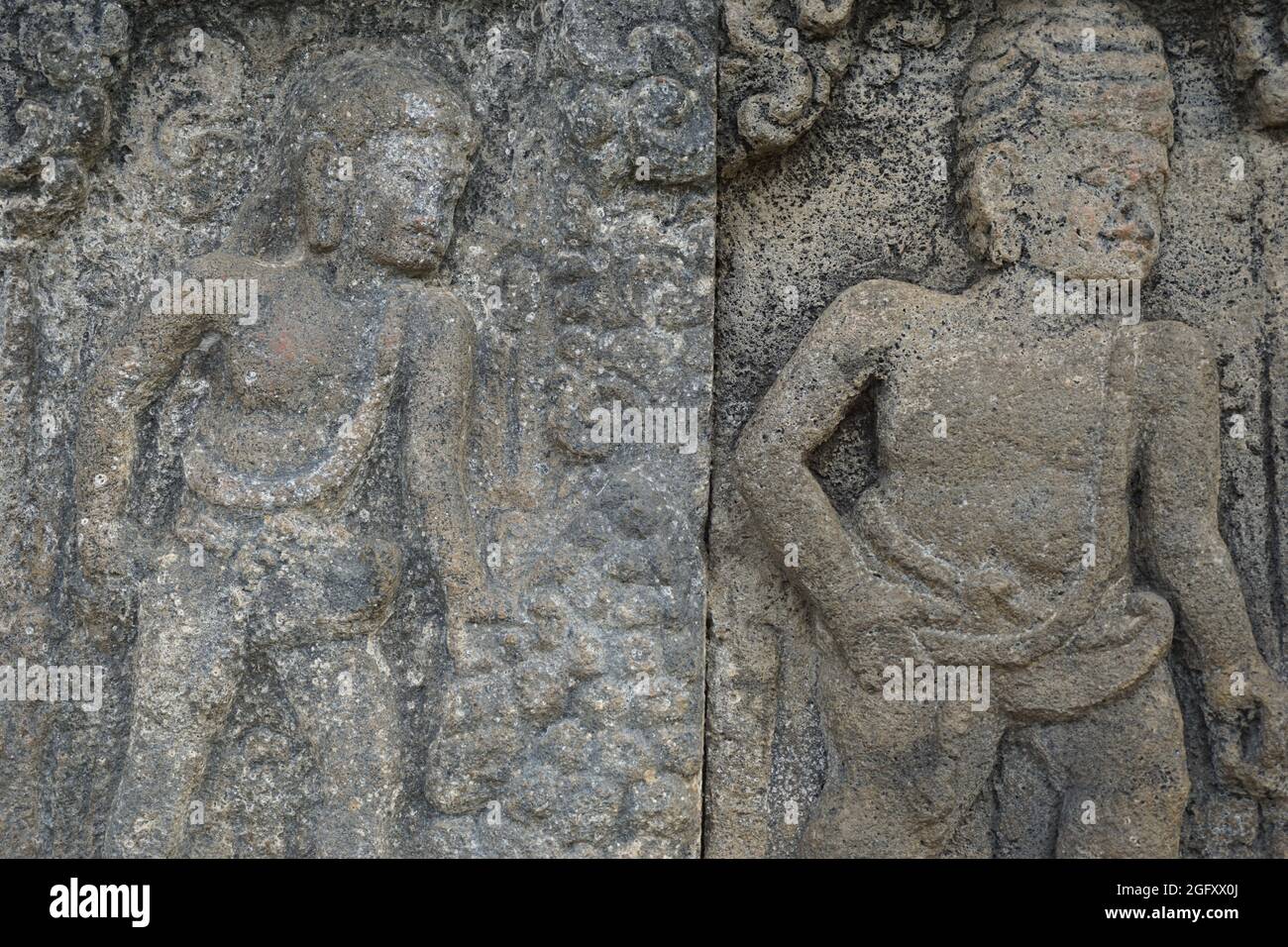 Carved stone on the stone penataran temple (panataran temple), Blitar ...