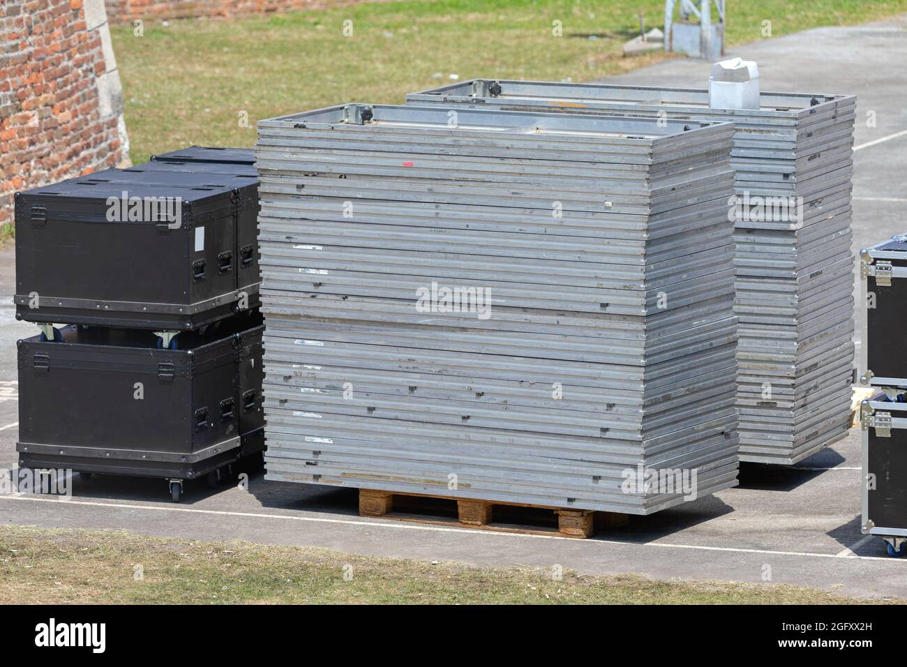 Transport Boxes Music and Lights Stage Equipment Stock Photo - Alamy