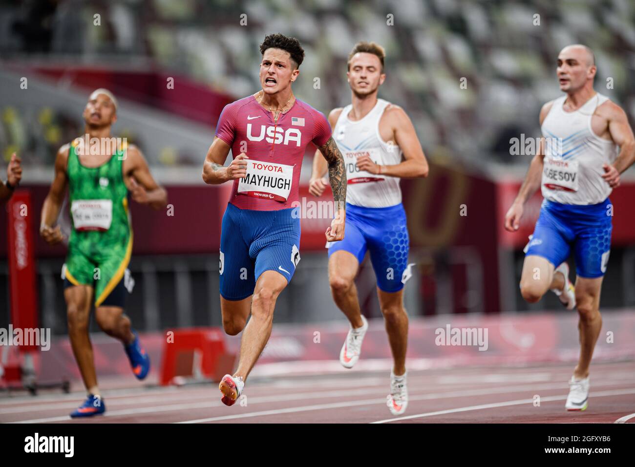 TOKYO, JAPAN. 27th Aug, 2021. Nick Mayhugh celebrates after winning the ...
