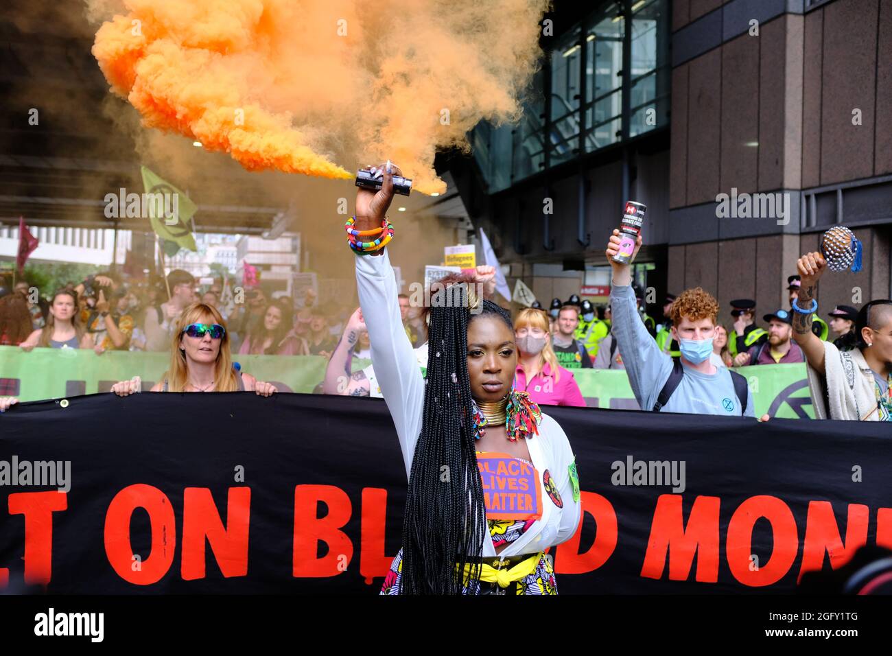 LONDON - 27TH AUGUST 2021: Extinction Rebellion 'Blood Money' climate ...