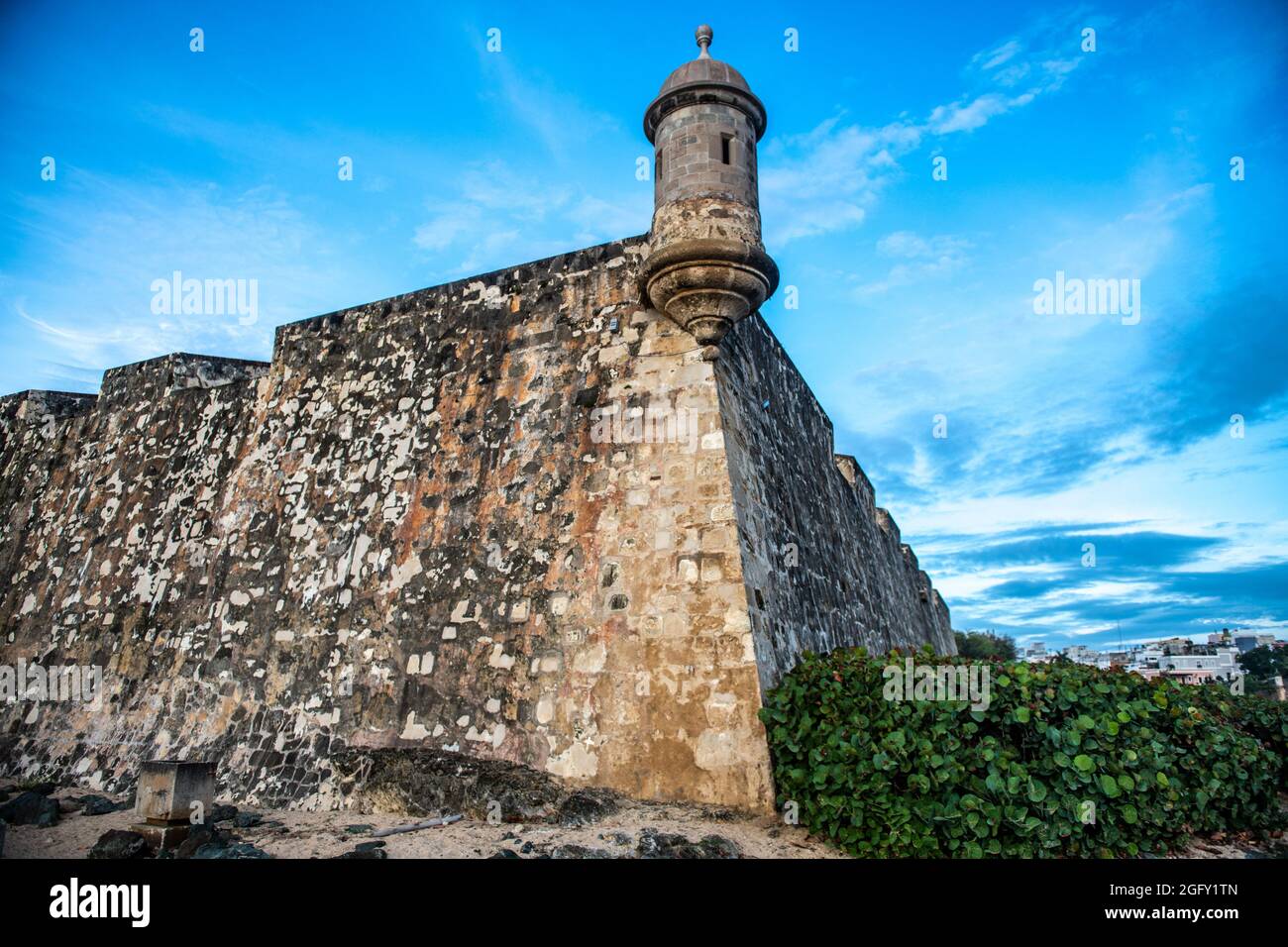 A tower at Castillo San Felipe del Morro looming overhead - Puerto Rico ...