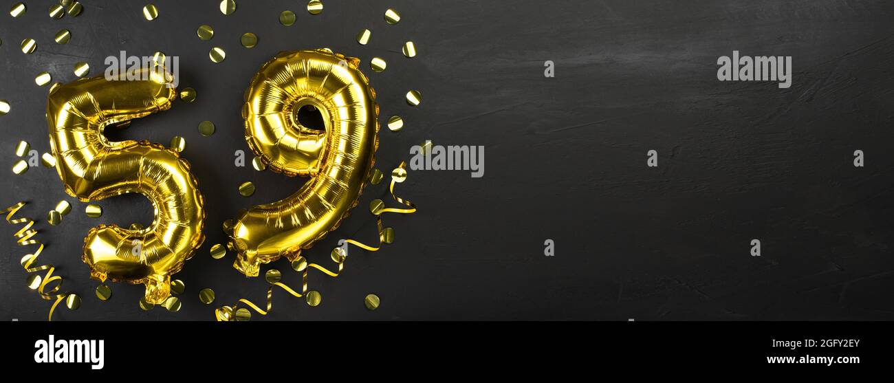 gold foil balloon number fifty nine. Birthday or anniversary card with ...