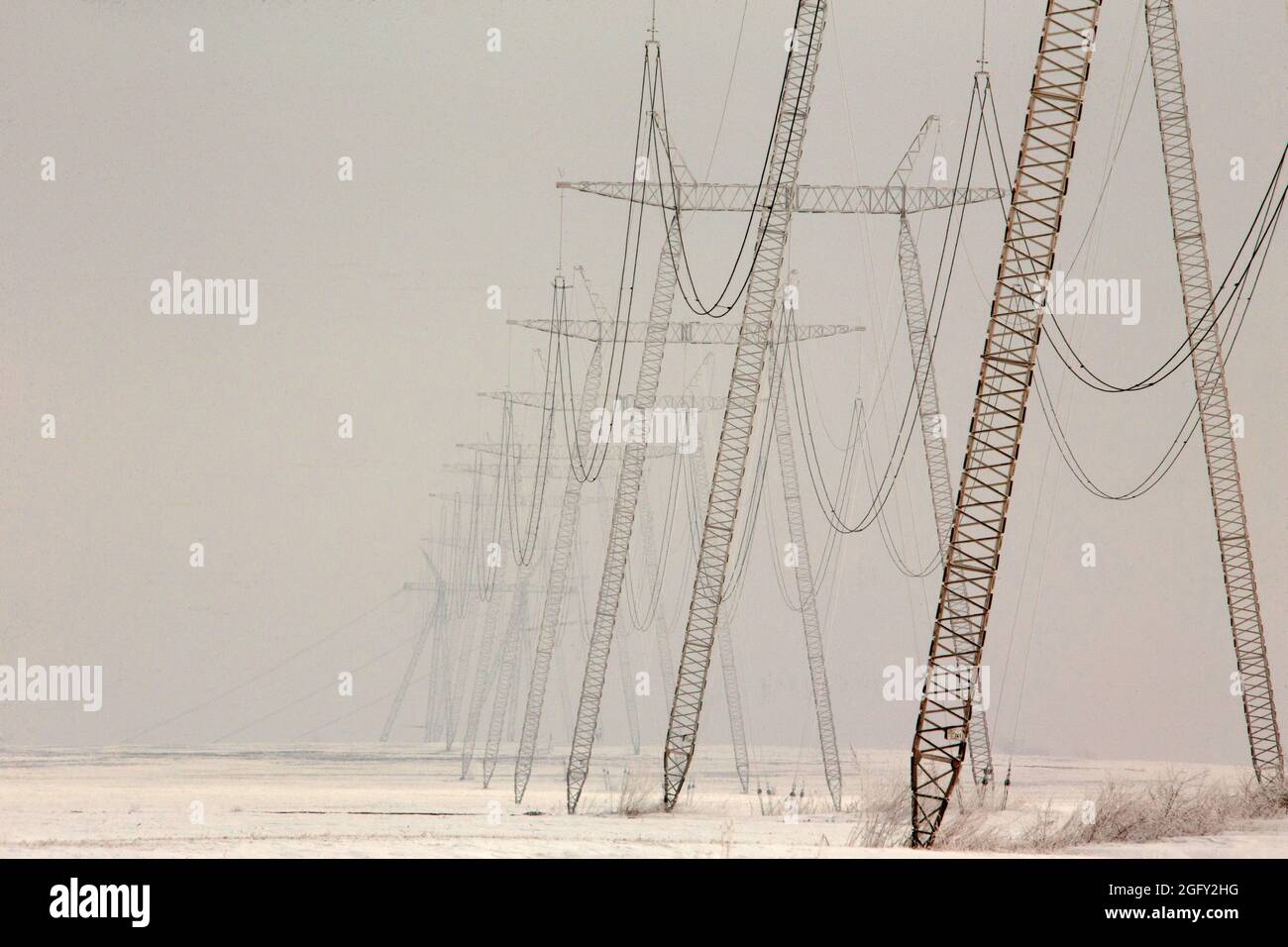 Overhead high voltage power lines Stock Photo - Alamy