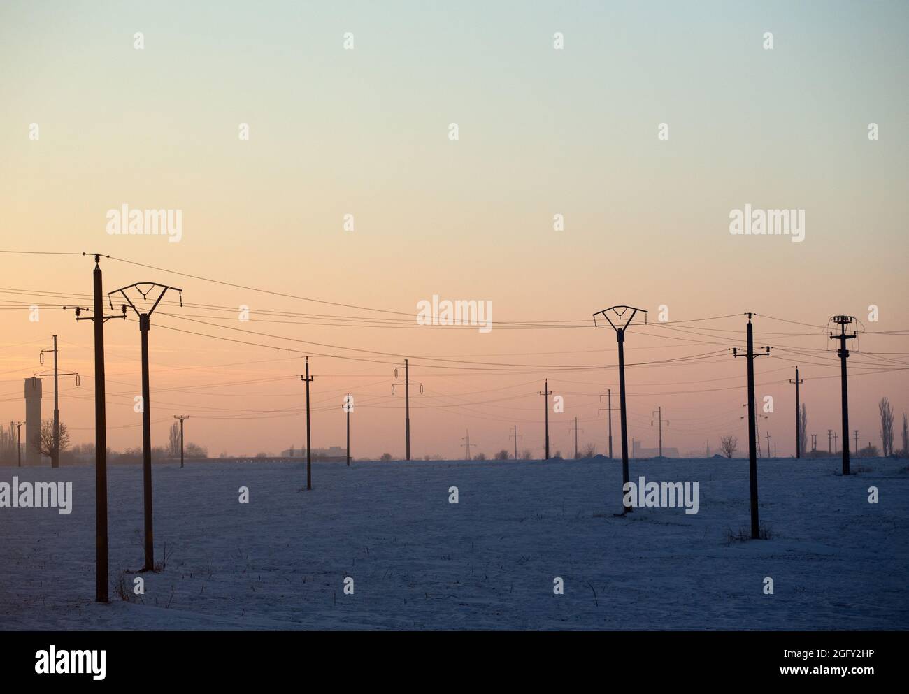 Overhead high voltage power lines Stock Photo - Alamy