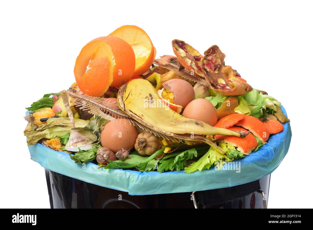 trash can of a garbage can for composting on white background Stock ...