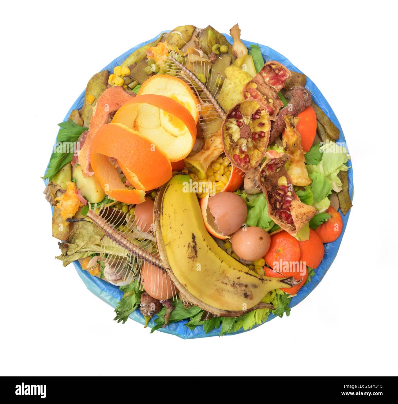 top view of a garbage can for composting on white background Stock ...